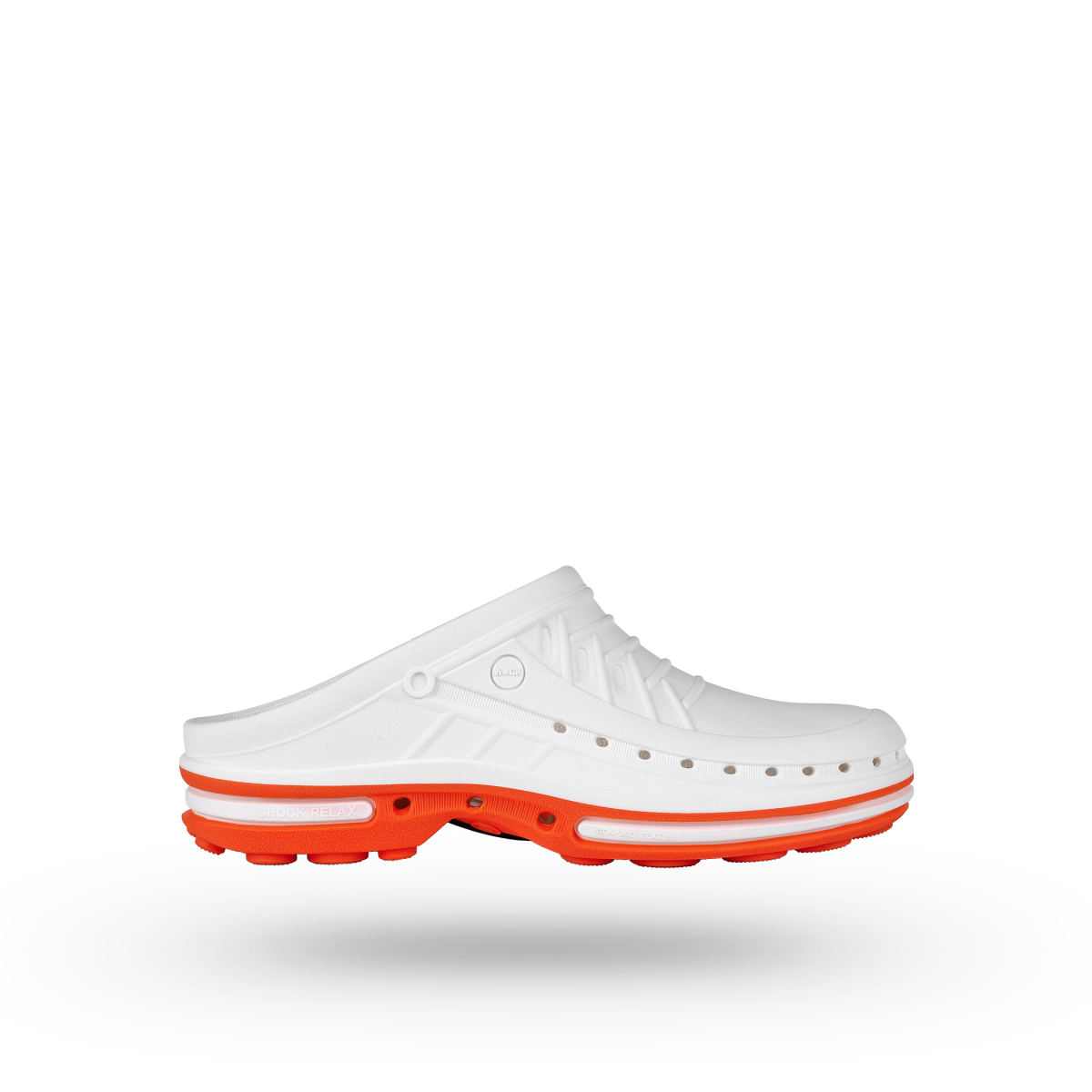 WOCK White/Orange Nursing Clogs CLOG 01 w/ Walksoft Insole - 10000097
