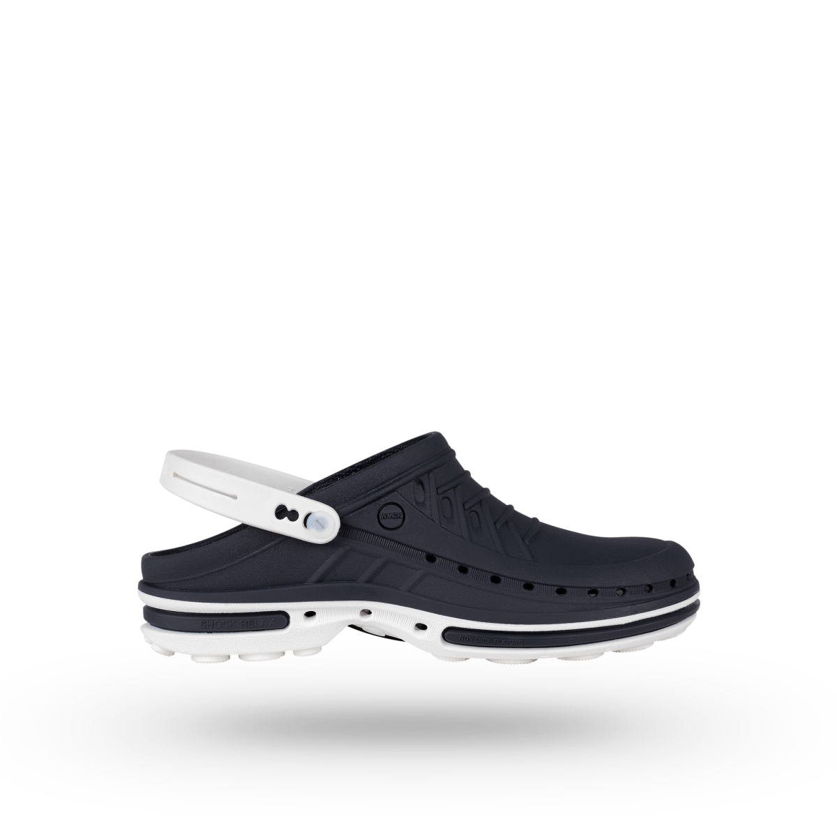 WOCK White/Blue Theatre Clogs - Men and Women CLOG 13 w/ strap - 10004362