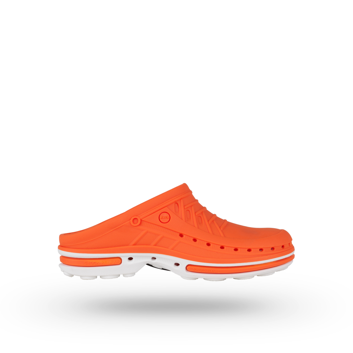 WOCK White/Orange Nursing Clogs CLOG 01 w/ Walksoft Insole - 10000101